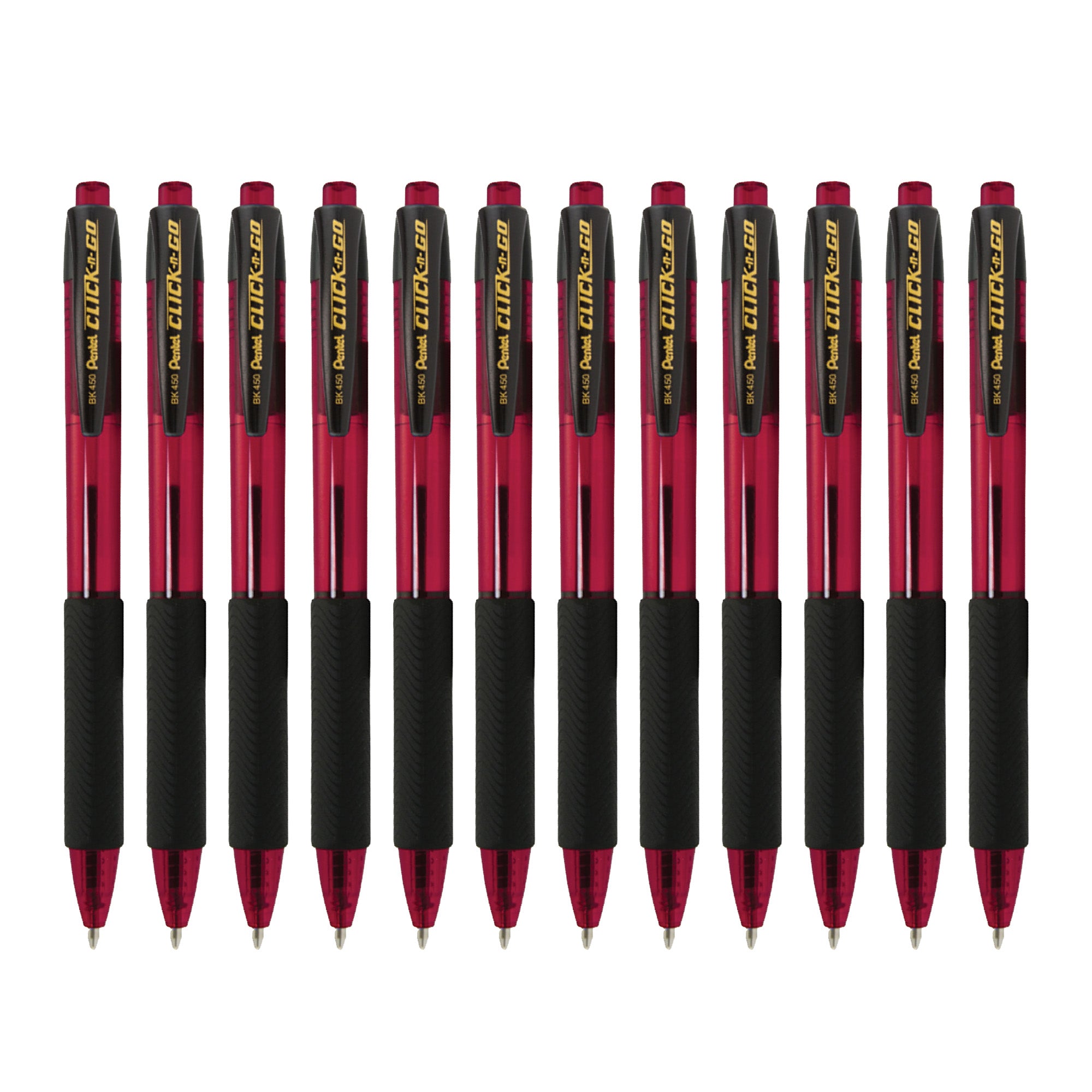 Click-N-Go Retractable Ballpoint Pen 1.0mm Red 12 pcs Set